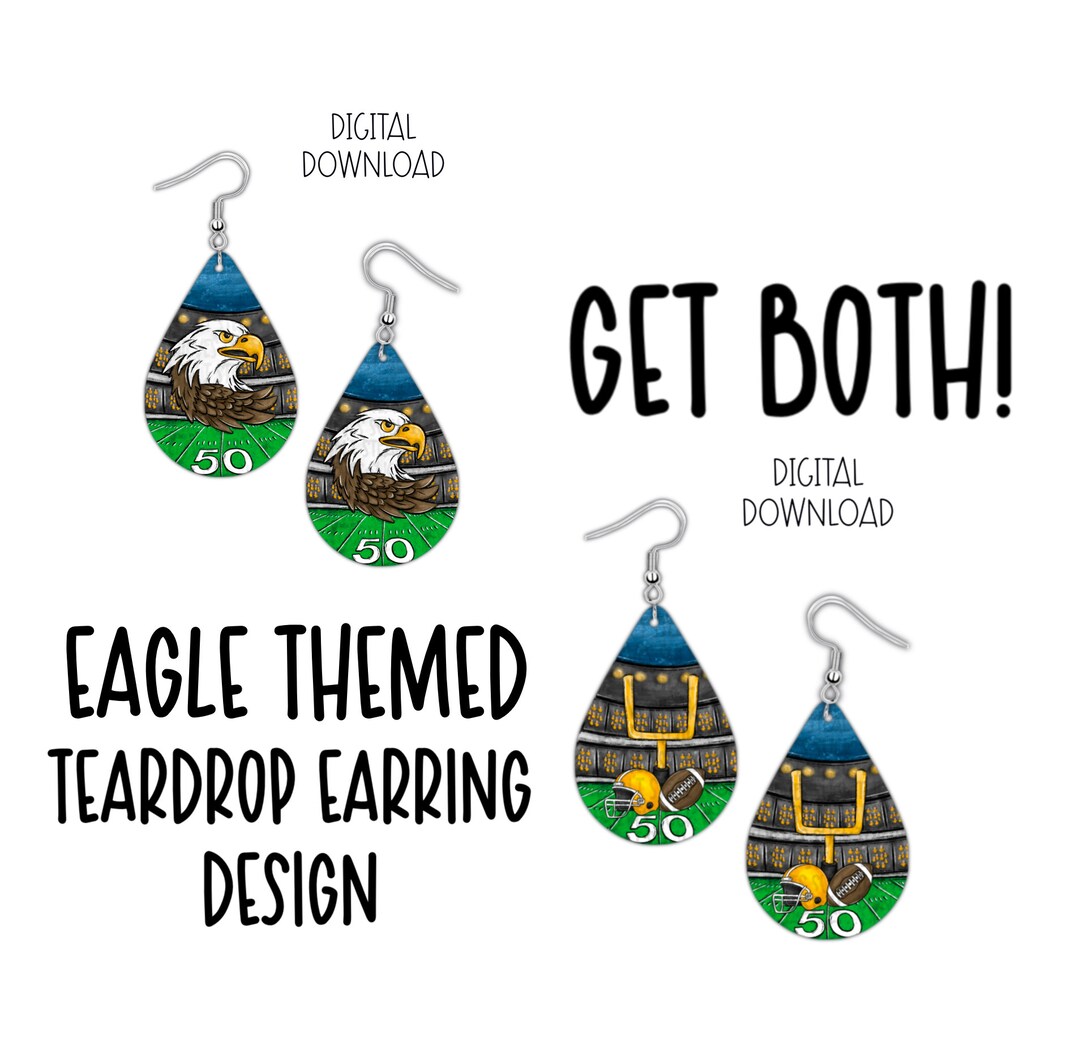 Eagle Football Teardrop Earring Design (PNG Digital Download) - Etsy
