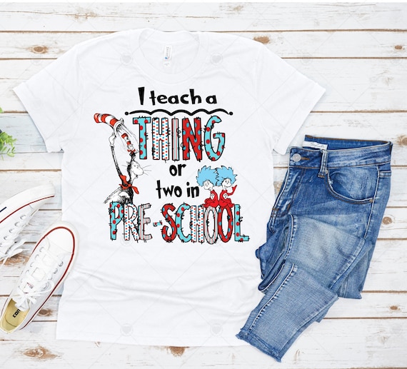 I Teach A Thing or Two in Preschool Colorful T Shirt - Etsy