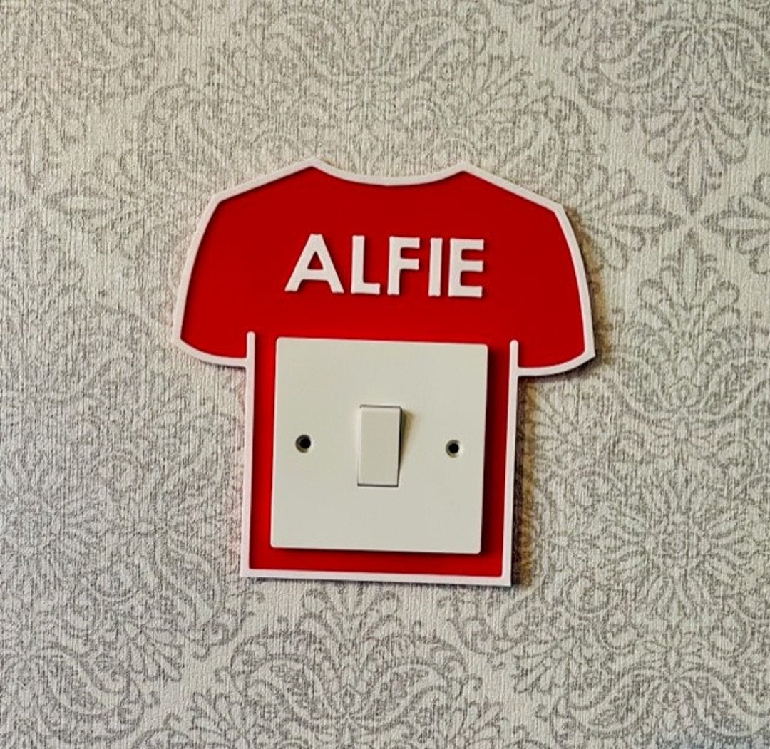 Personalised Football Shirt Light Switch Surround Red Any Name - Etsy