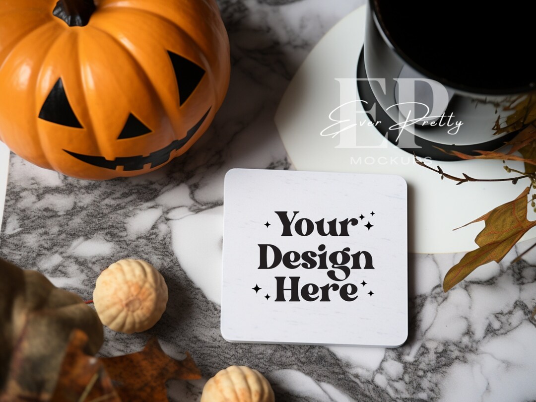 Sublimation Coaster Mockup Square White Coaster Mockup Square Coaster ...