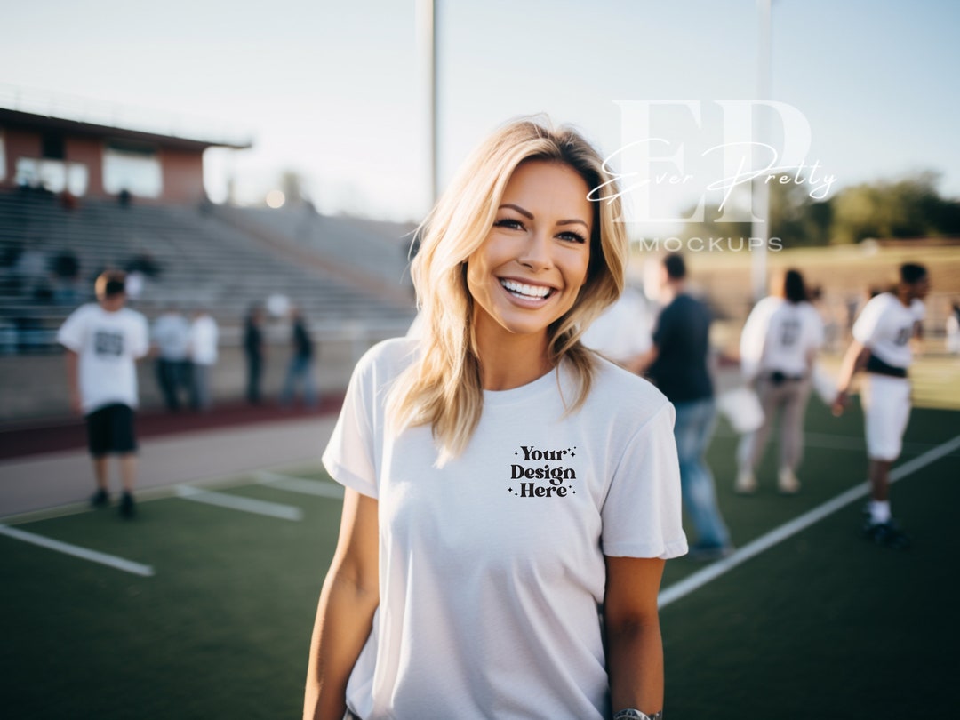 Football Tshirt Mockup Game Day Shirt Football Mom T-shirt Mockup White ...