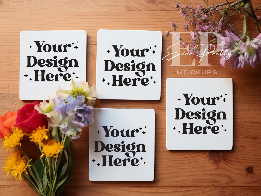 Sublimation Coaster Mockup Blank Coasters Mockup Square Coasters Mockup ...