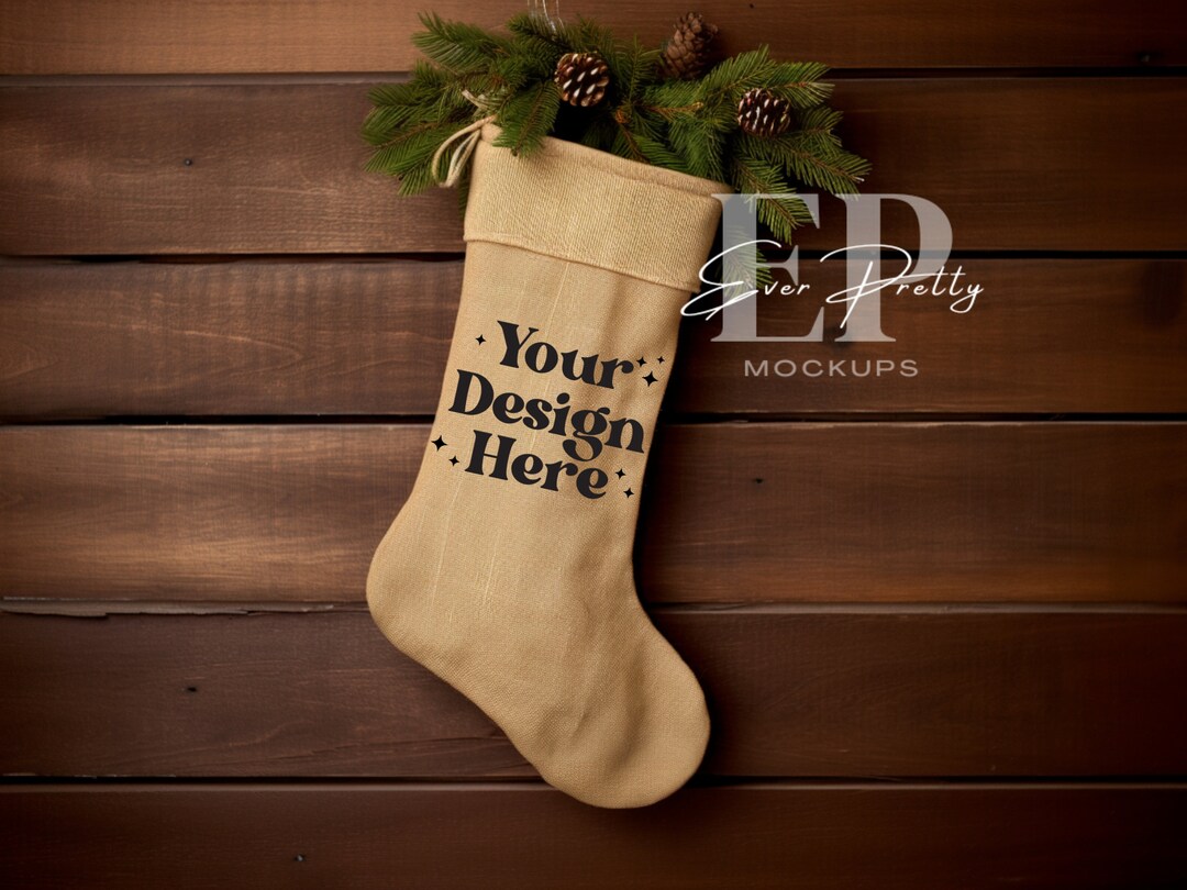 Stocking Mockup Burlap Christmas Stocking Mockup Burlap Stocking Mockup ...