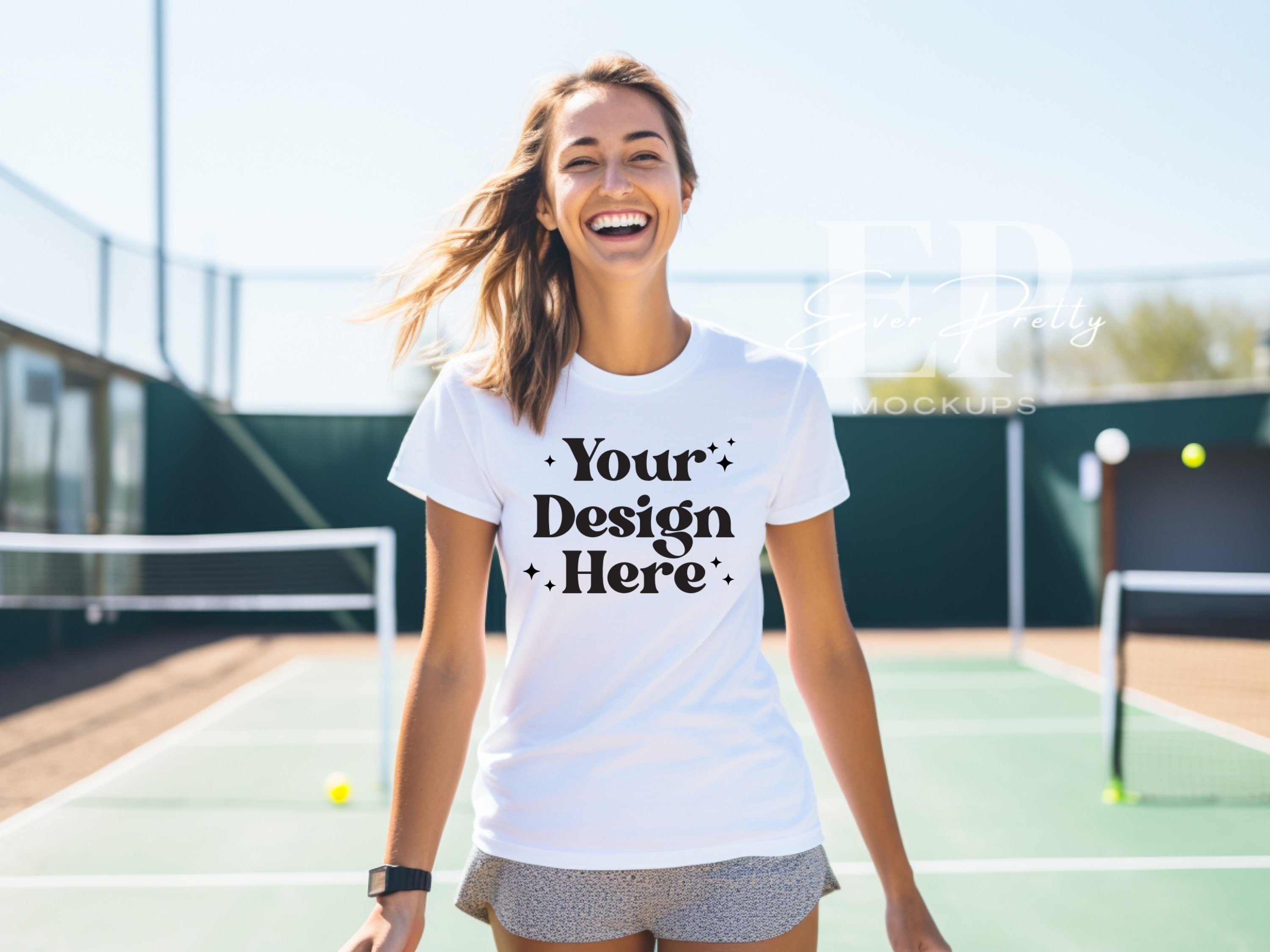 Tennis White Shirt Mockup White Bella Canvas 3001 Tshirt Mockup Women's ...