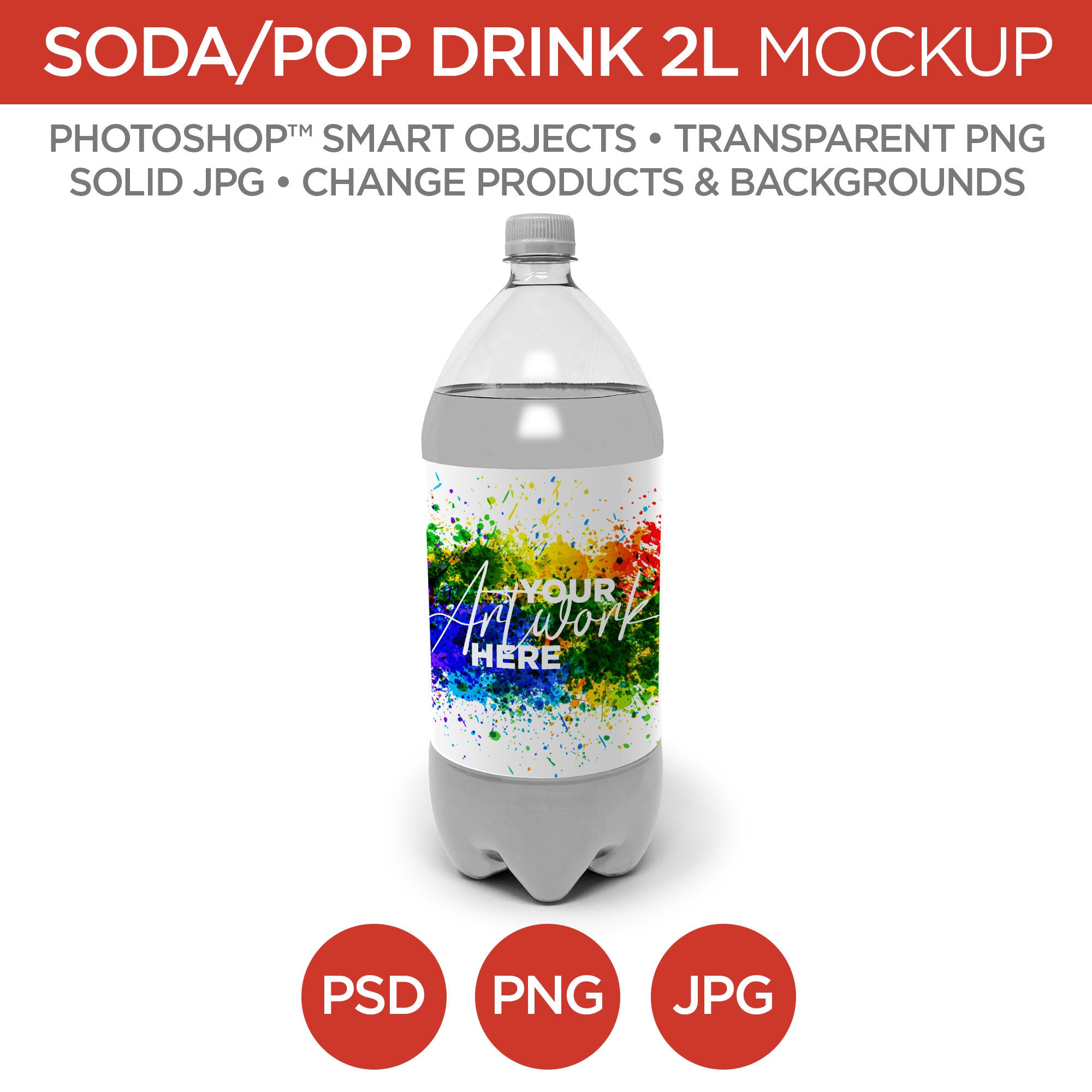 Plastic Soda/pop Drink 2L Bottle Mockup & Template Smart Object PSD ...