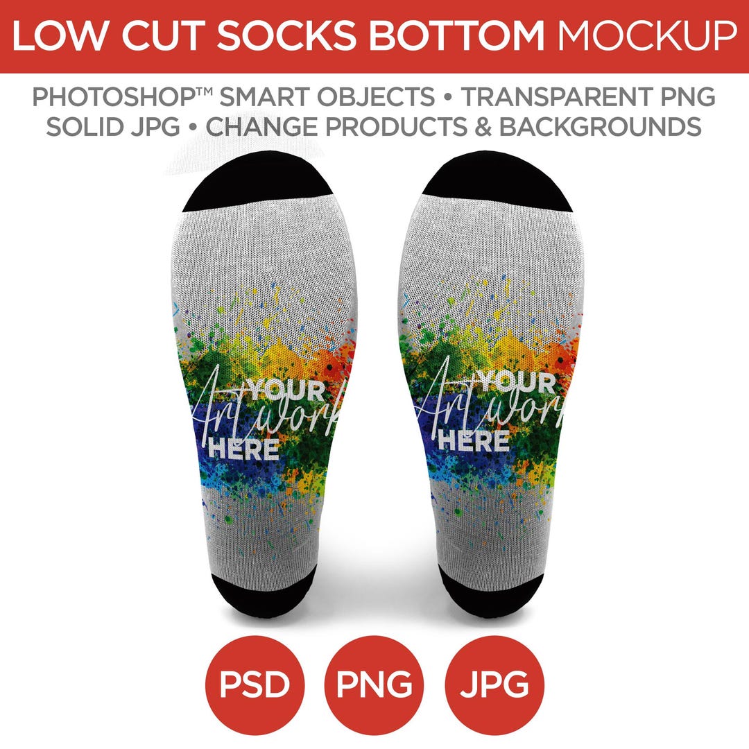 Low Cut Socks Bottom Mockup & Template - | Smart Object PSD, JPG, PNG ...