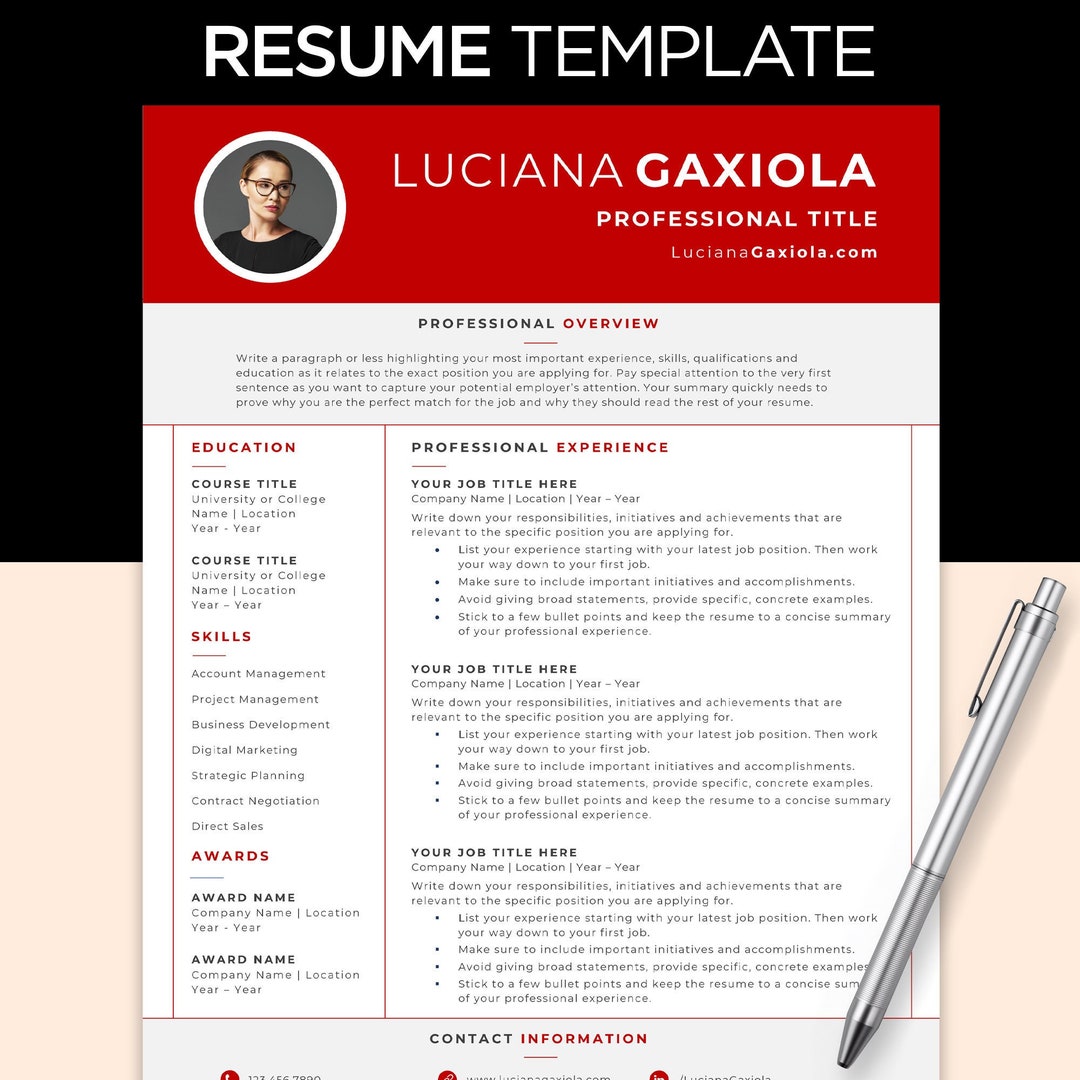 Resume Template Word, Resume Design, Apple Pages Resume, Professional ...