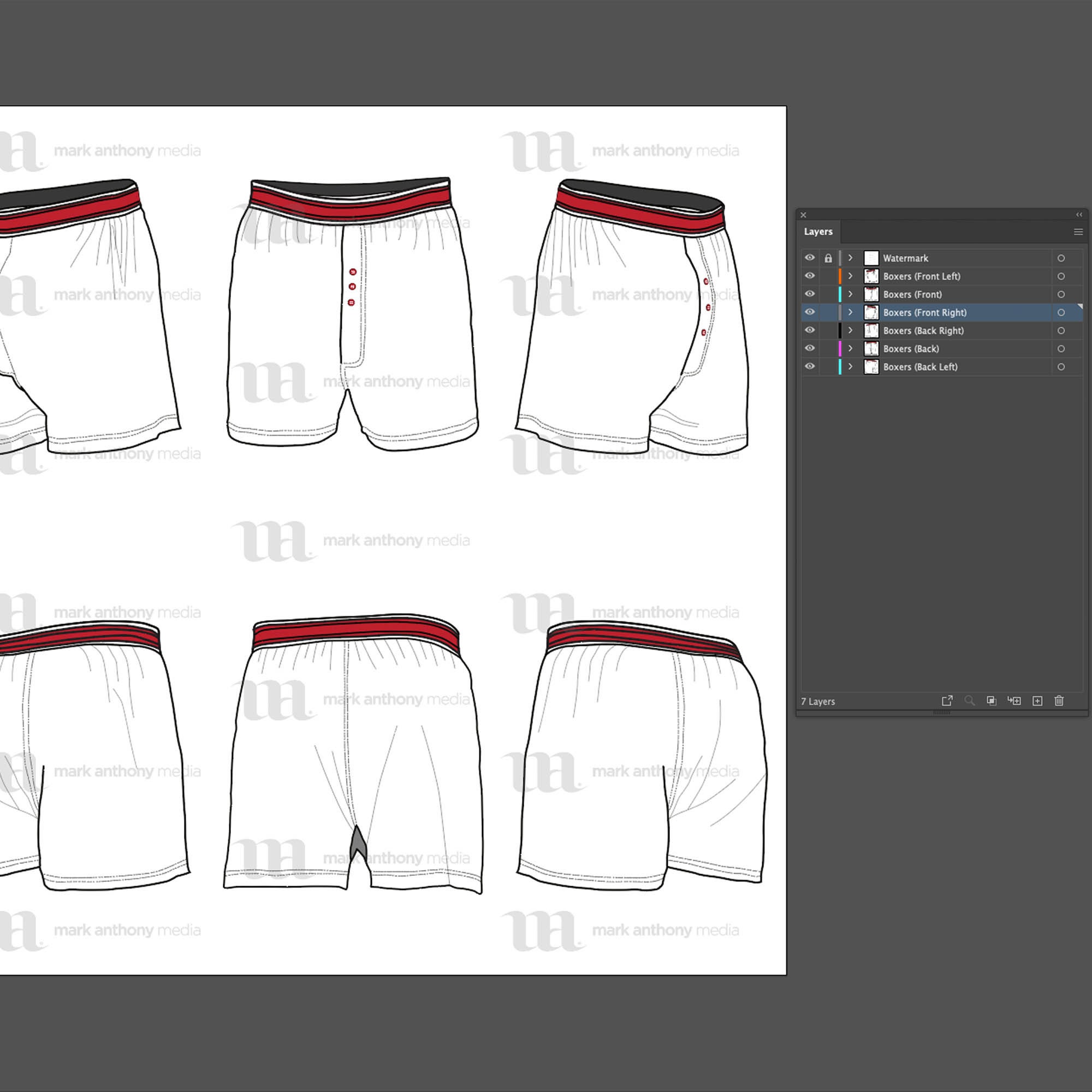 Boxers - Mockup and Template - 6 Angles, Layered, Detailed and Editable ...