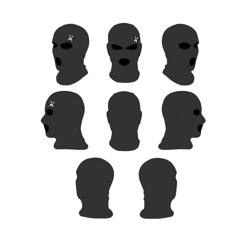 Ski Mask W/ 3 Holes Mockup and Template 8 Angles, 1 Style, Layered ...