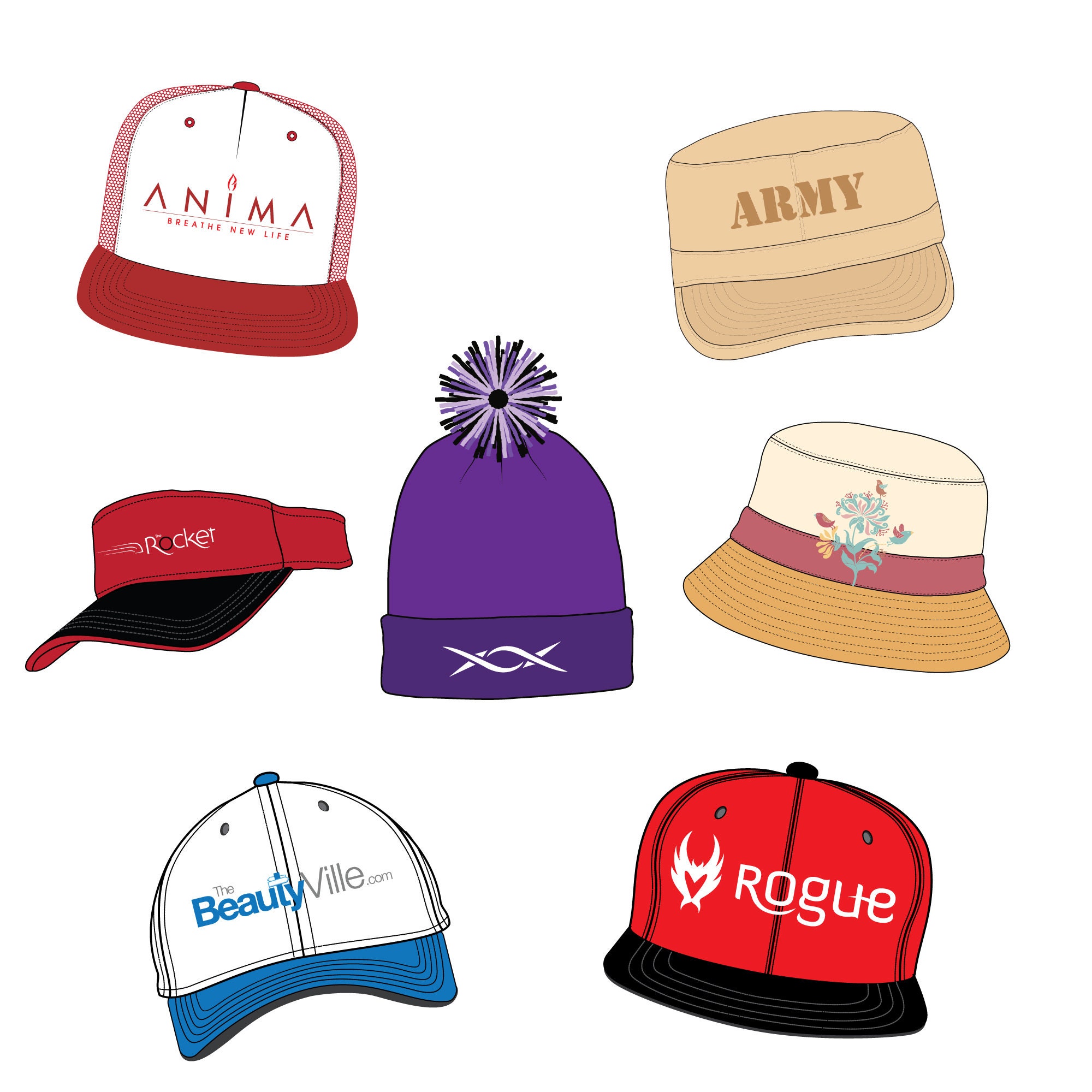 Hats/caps Bundle - Mockup and Template - 76 Hats, Multiple Angles, 7 ...