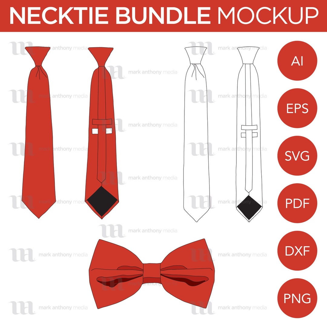 Necktie Bundle Mockup and Template 2 Angles, 3 Styles, Layered ...