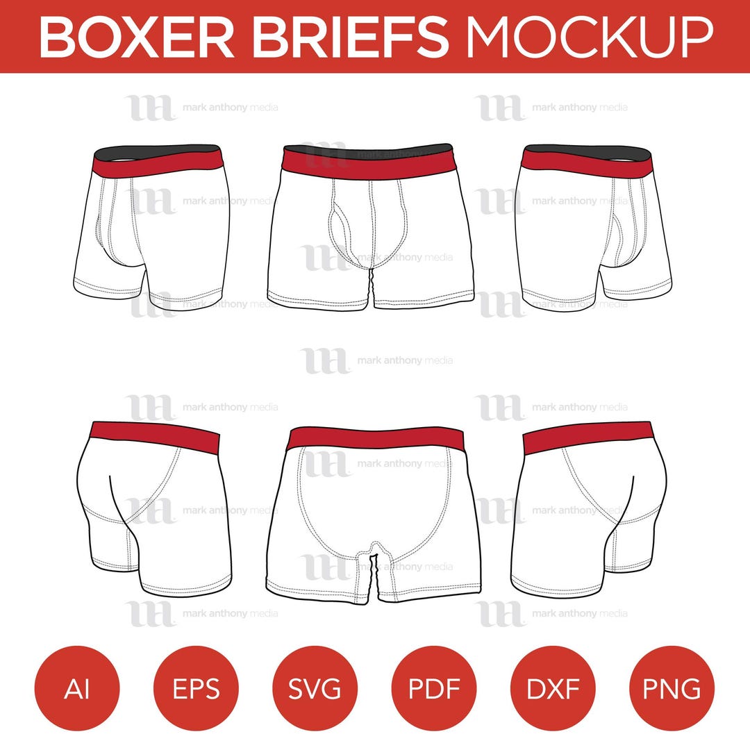 Boxer Briefs - Mockup and Template - 6 Angles, Layered, Detailed and ...