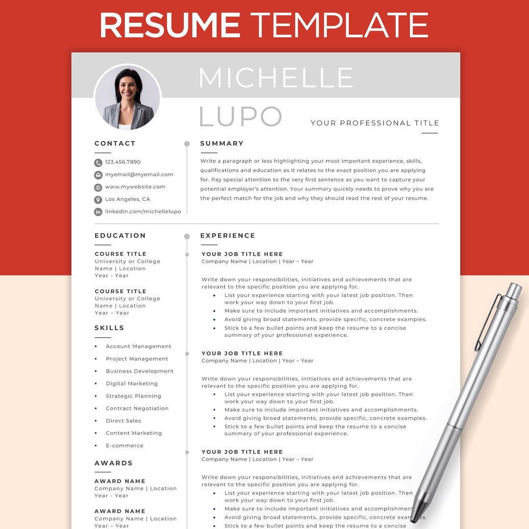 Resume Template Word, Resume Design, Apple Pages Resume, Professional ...