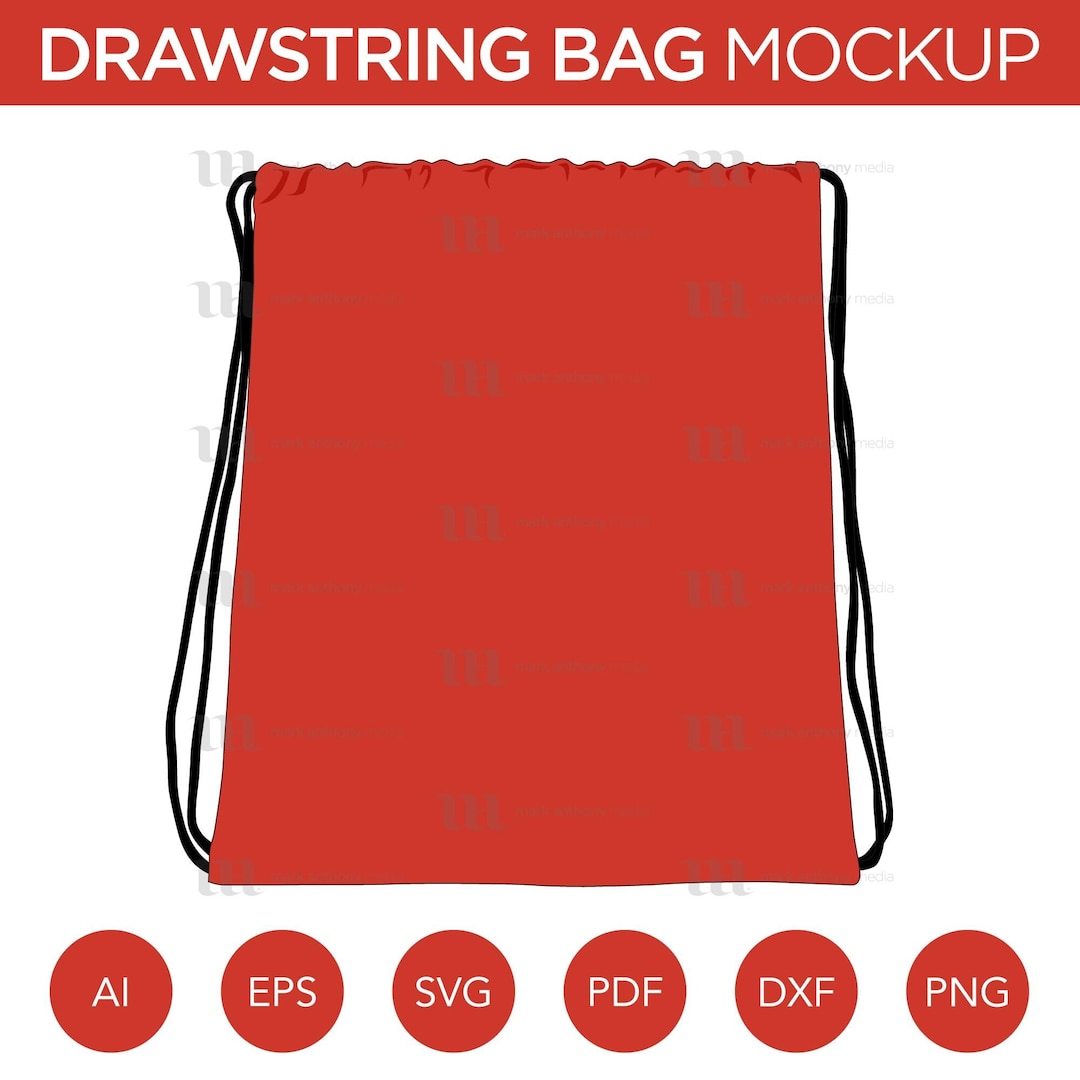 Drawstring Bag - Mockup and Template - 1 Angle, 1 Style, Layered ...