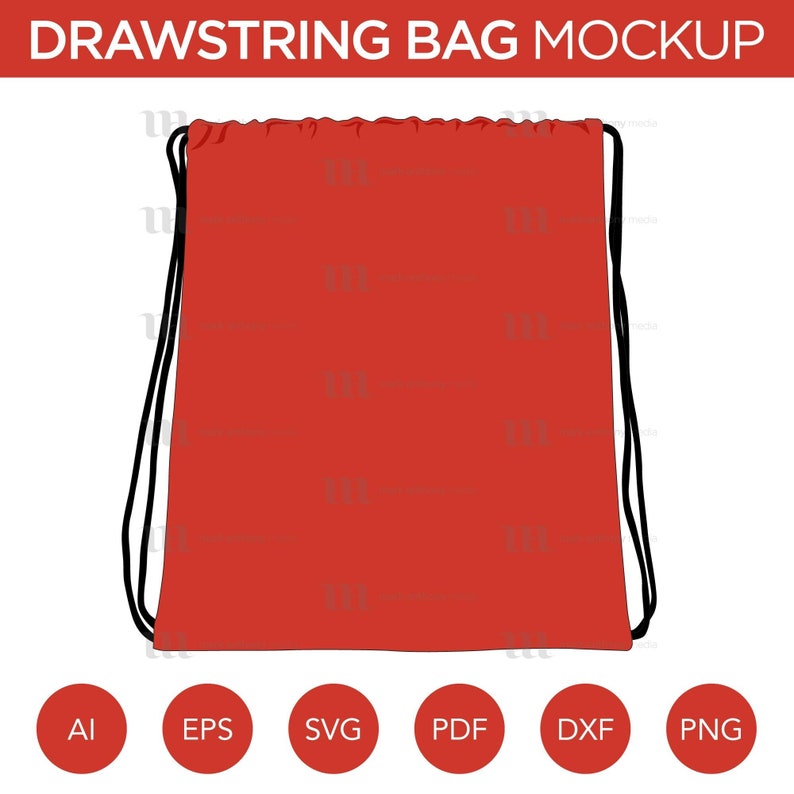 Drawstring Bag - Mockup and Template - 1 Angle, 1 Style, Layered ...