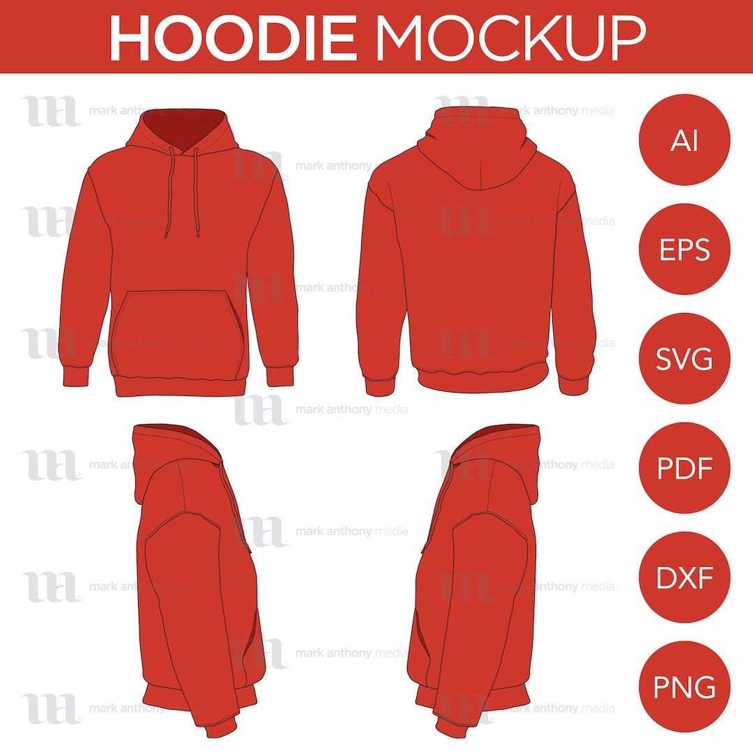 Hoodie Mockup and Template 1 Angle, 1 Style, Layered, Detailed and ...
