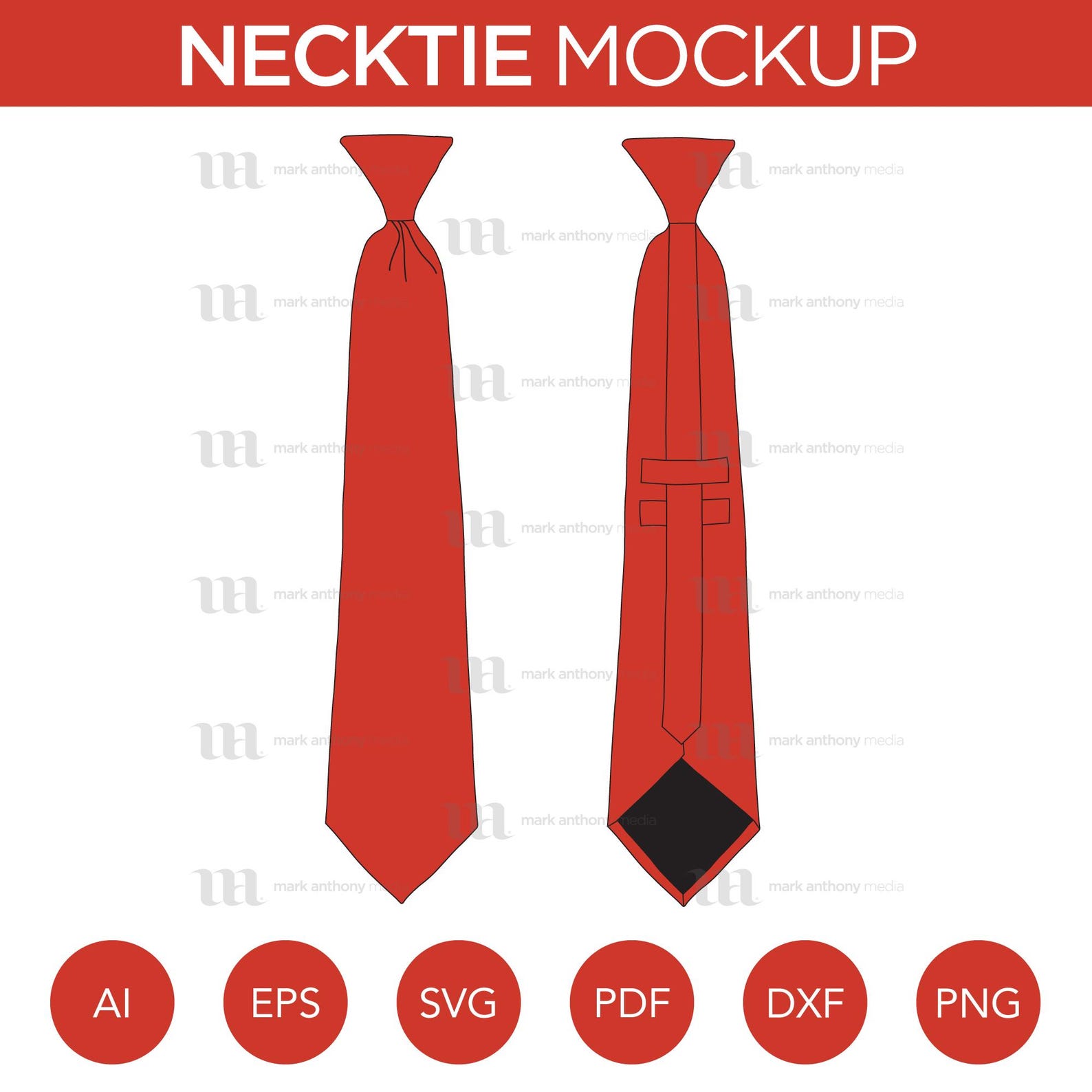 Necktie - Mockup and Template - 2 Angles, 1 Style, Layered, Detailed ...