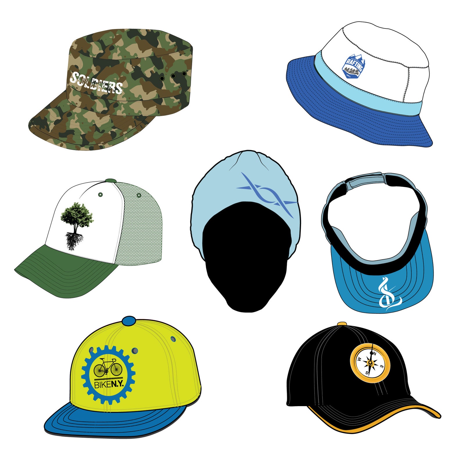 Hats/caps Bundle - Mockup and Template - 76 Hats, Multiple Angles, 7 ...
