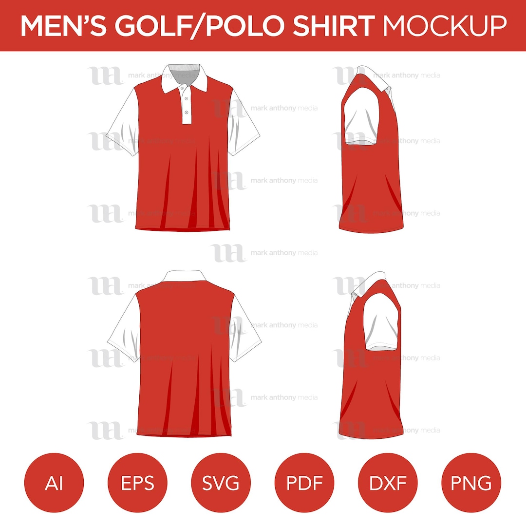 Men's Golf/polo Shirt - Mockup and Template - 4 Angles, Layered ...