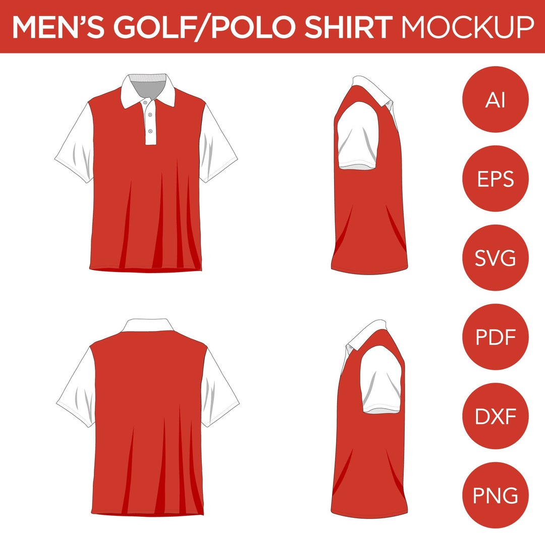 Men's Golf/polo Shirt Mockup and Template 4 Angles, Layered, Detailed ...