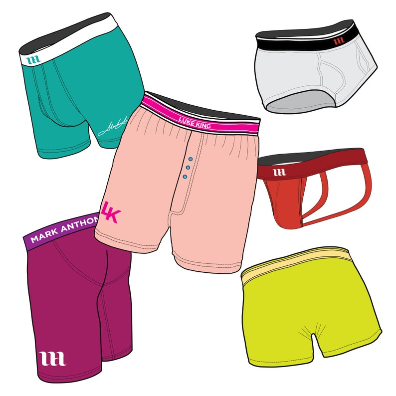 Boxers/briefs Bundle - Mockup and Template, 36 Total, 6 Angles, 6 ...