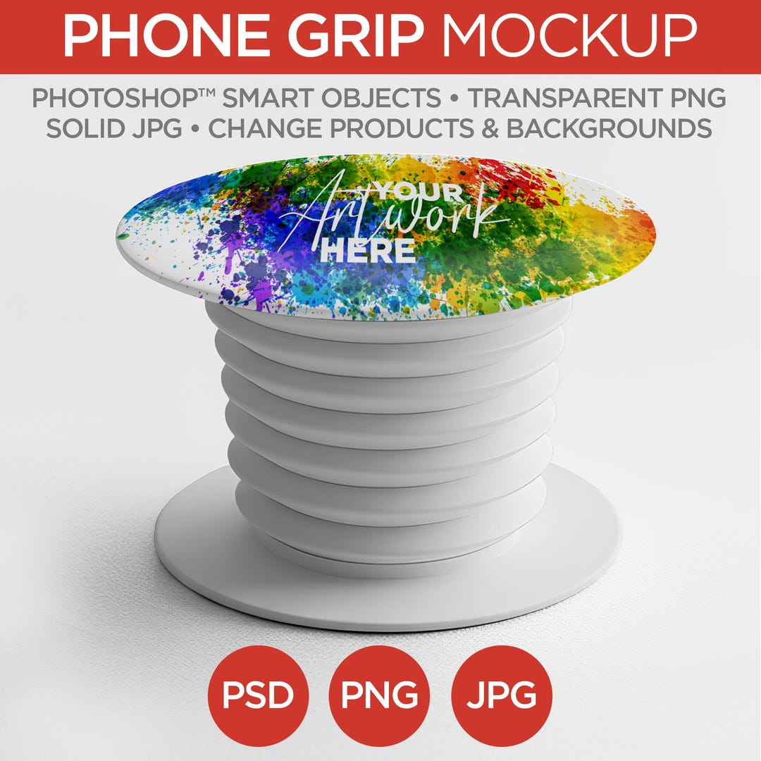 Phone Grip Mockup & Template | Smart Object PSD, JPG, PNG Formats | 1 ...