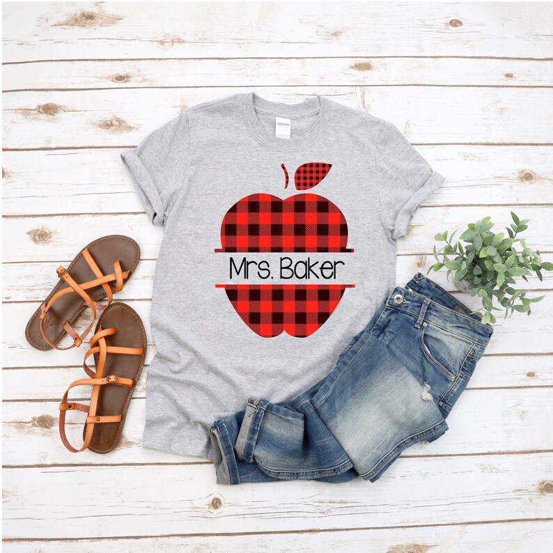 Plaid Apple Teacher Shirt Buffalo Plaid Apple Teacher Shirt | Etsy