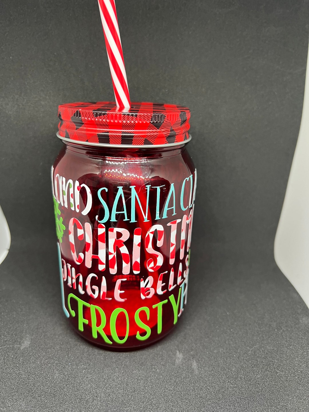 Mason Jar With Straw Christmas Subway - Etsy