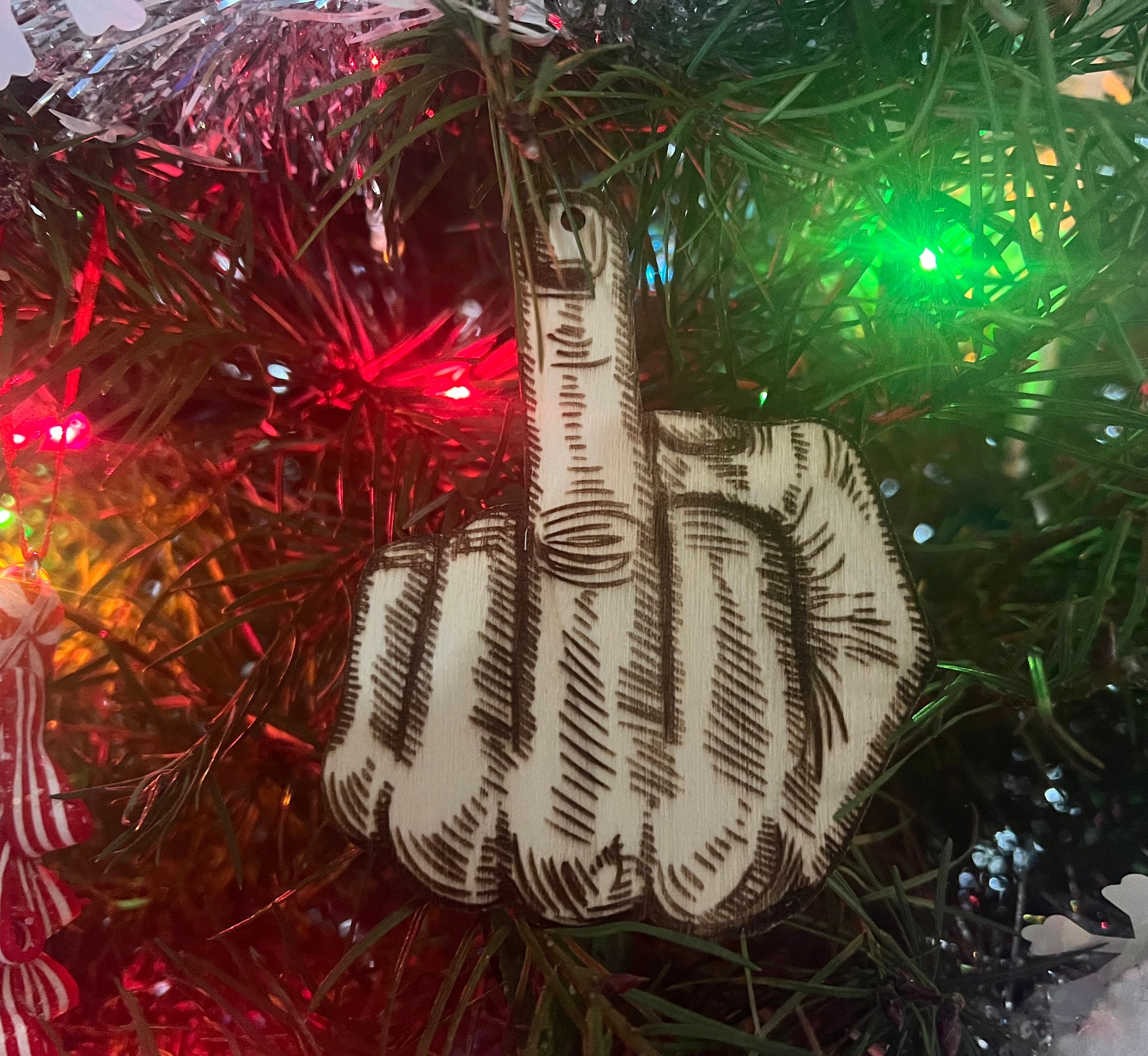 Middle Finger Wood Ornament - Etsy