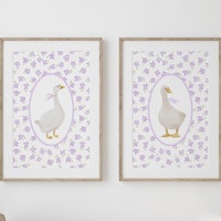 Silly Goose Nursery Wall Art, Farm Animal Print With Bow, Coquette ...