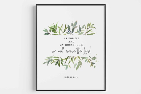 Joshua 24:15 Print Watercolor Bible Verse Wall Art PRINTABLE | Etsy