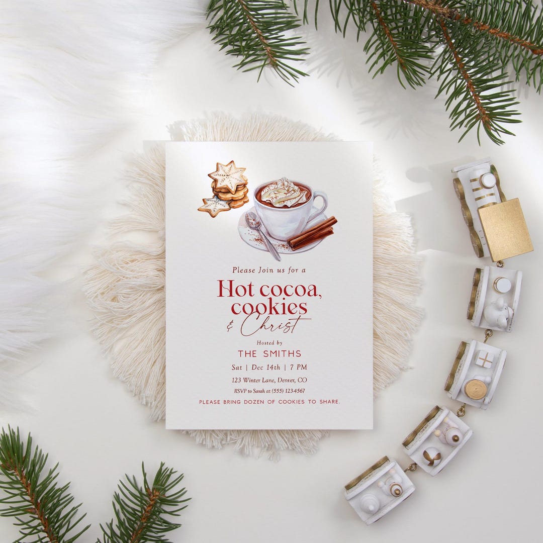 Hot Cocoa, Cookie, & Christ Kids Christian Christmas Party Invite ...