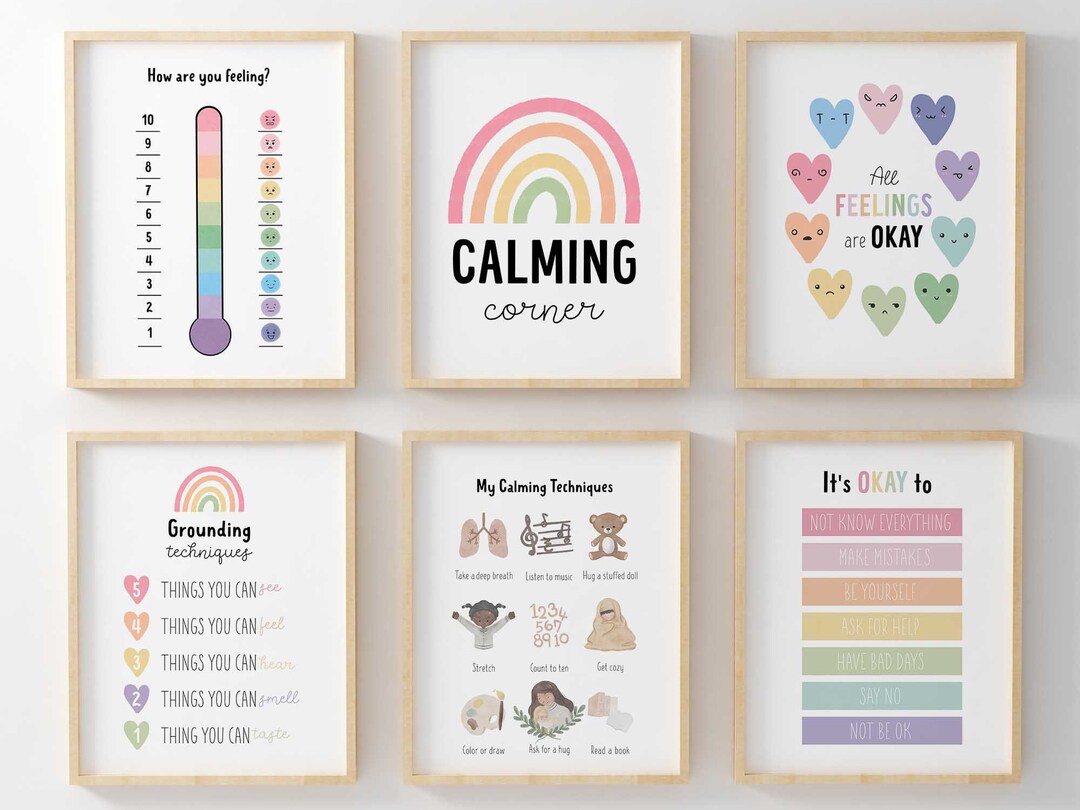 Pastel Set of 6 Calming Corner Wall Art, Calming Strategies ...