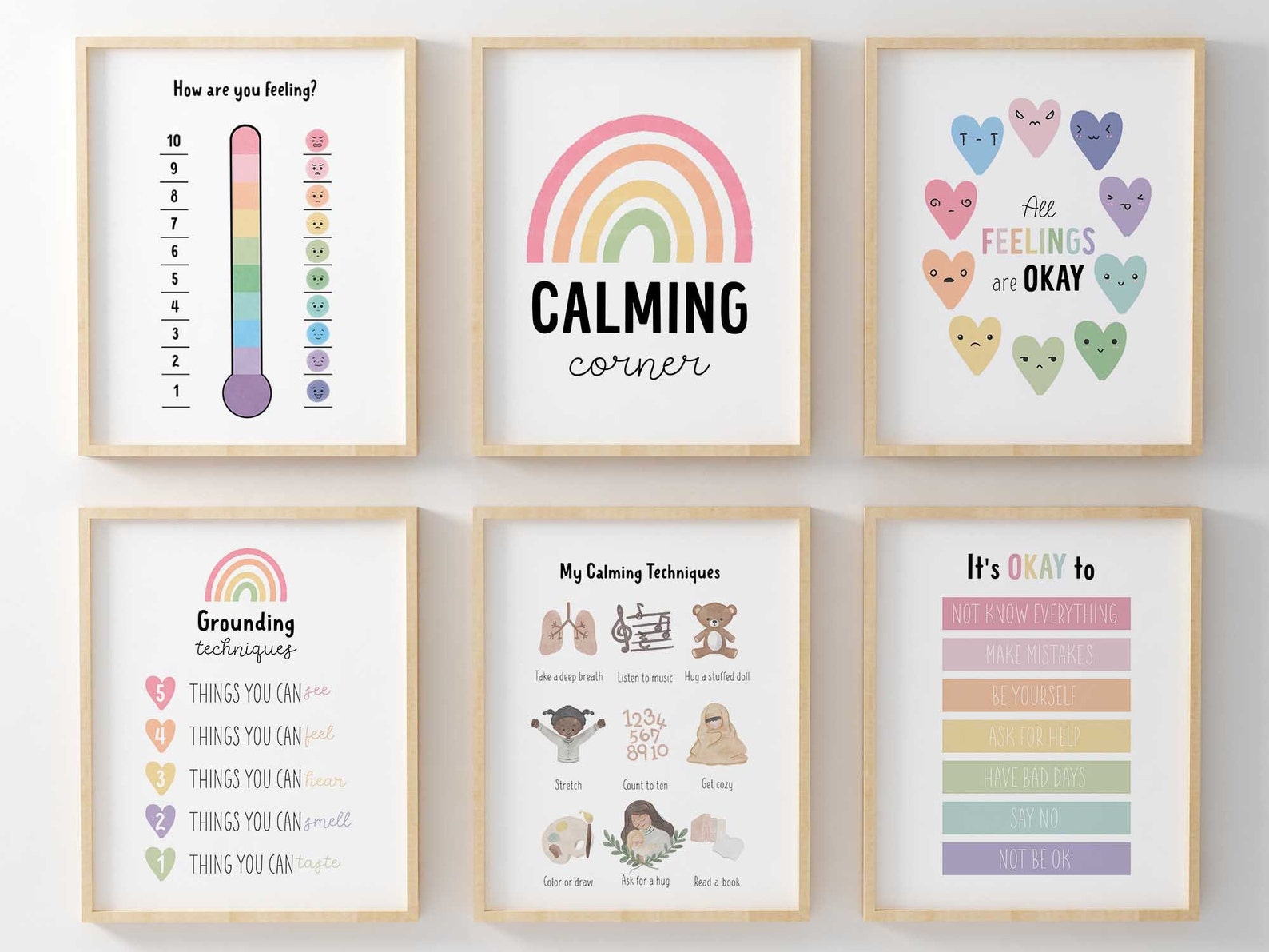 Pastel Set of 6 Calming Corner Wall Art Calming Strategies - Etsy