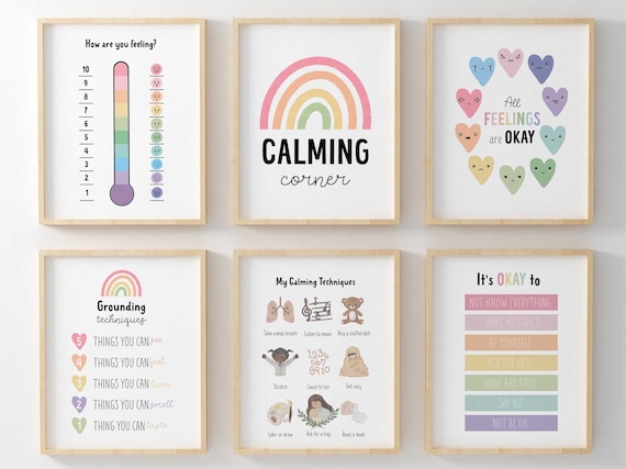 Pastel Set of 6 Calming Corner Wall Art Calming Strategies - Etsy