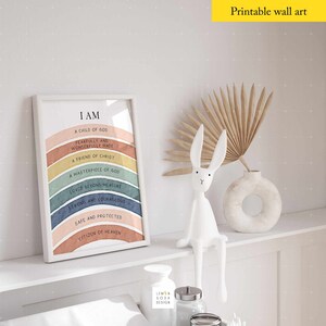 Boho Rainbow Kids Bible Affirmation Digital Print, Watercolor Nursery ...