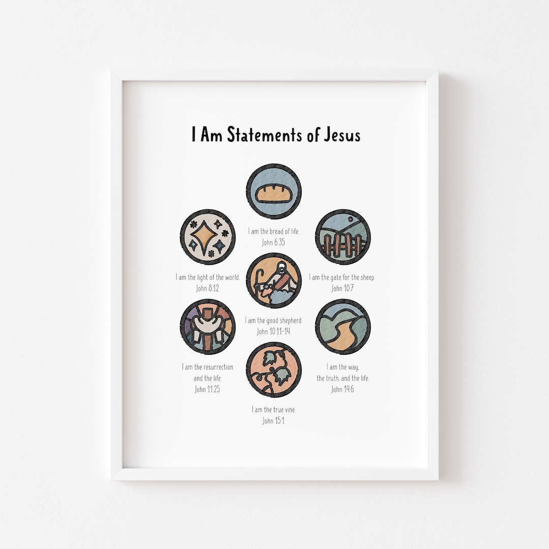 The I AM Statements of Jesus, PRINTABLE Sunday Bible School Christian ...