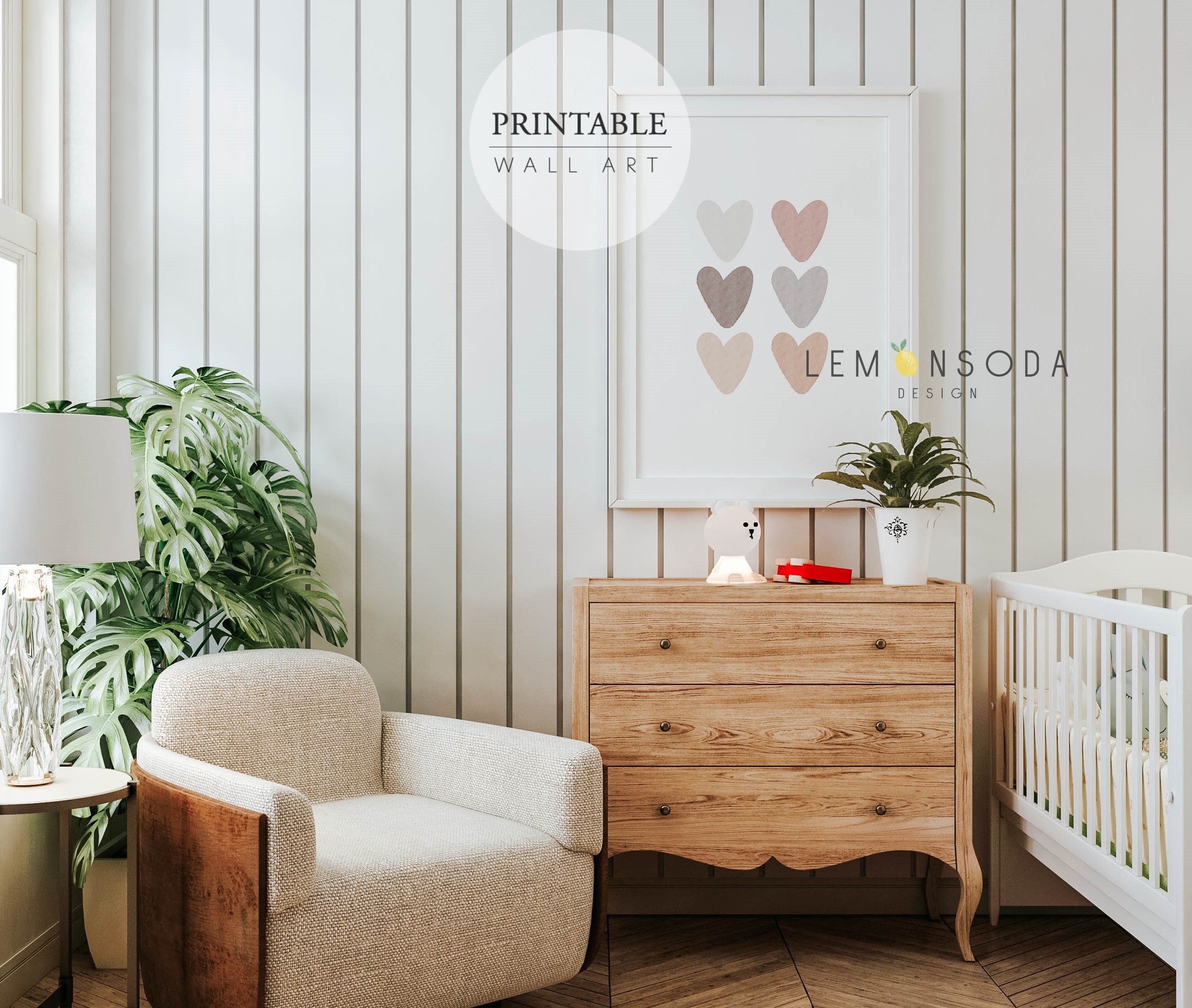 Watercolor Hearts Print Neutral Hearts Wall Art Printable - Etsy