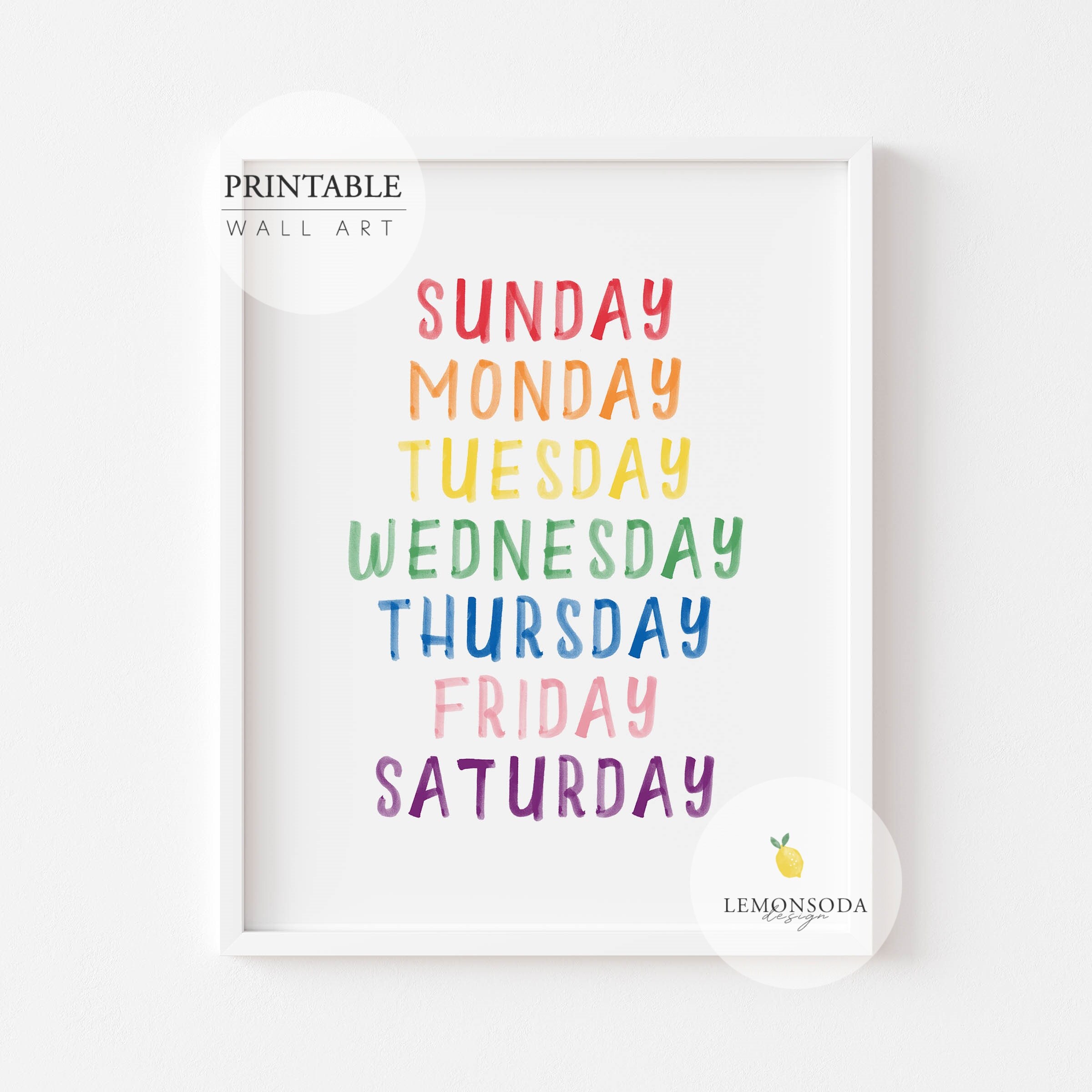 Set of 6 Educational Print Watercolor Rainbow Nursery Decor - Etsy