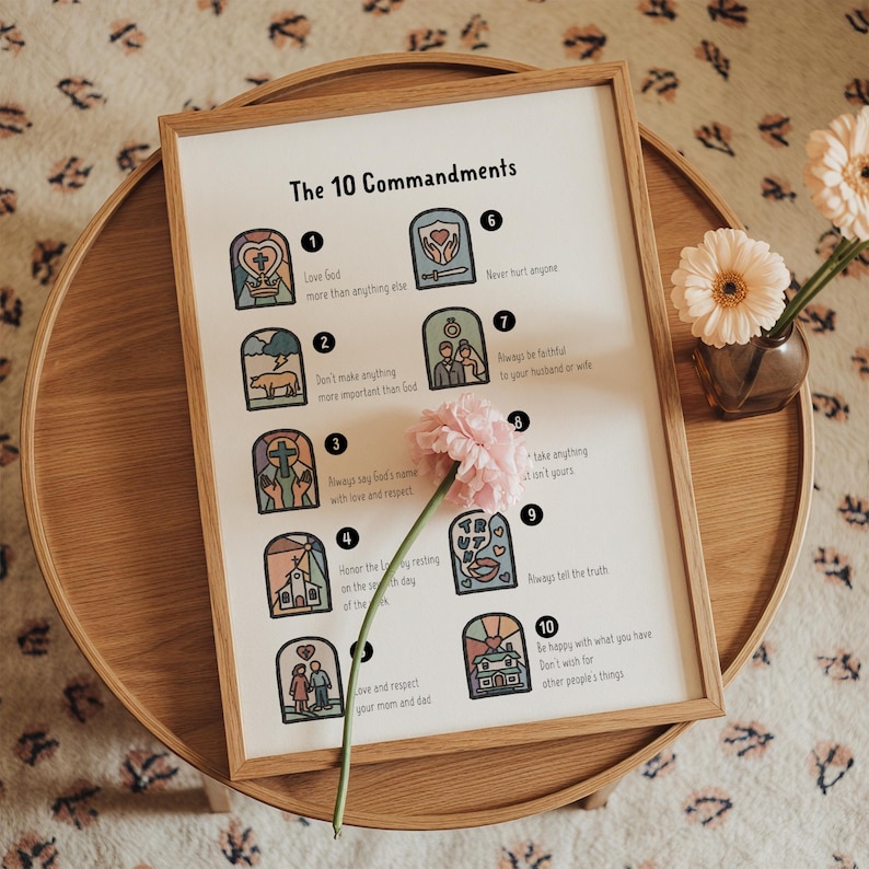 Ten Commandments Poster: Boho Christian Kids Wall Art (digital Download ...