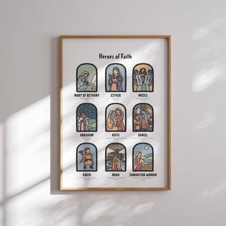 Christian Educational Poster for Kids, Boho Bible Wall Art Print, Faith ...