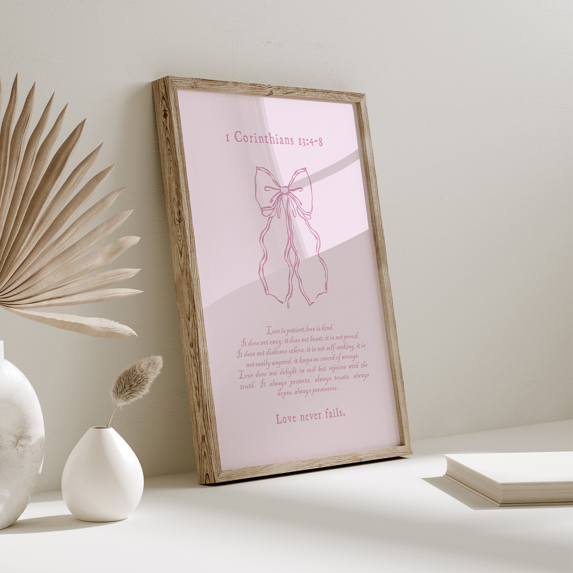 Pink Christian Bible Verse Print: 1 Corinthians 13 (digital Download ...