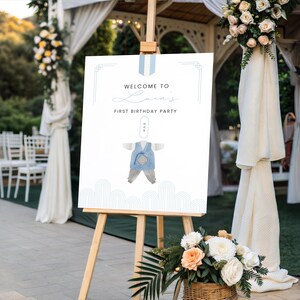 Korean First Birthday Welcome Sign for Boy, Pastel Blue Hanbok ...