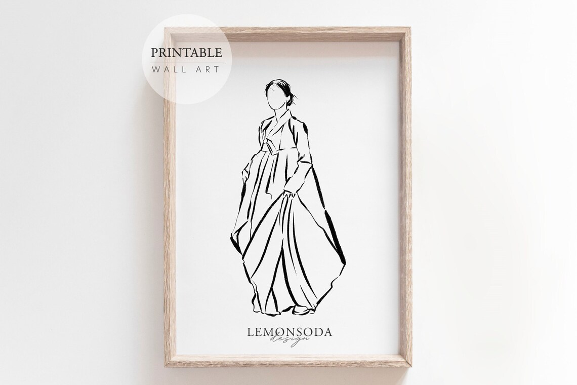 Korean Art Print Korean Line Drawing Art Poster Korean Woman | Etsy
