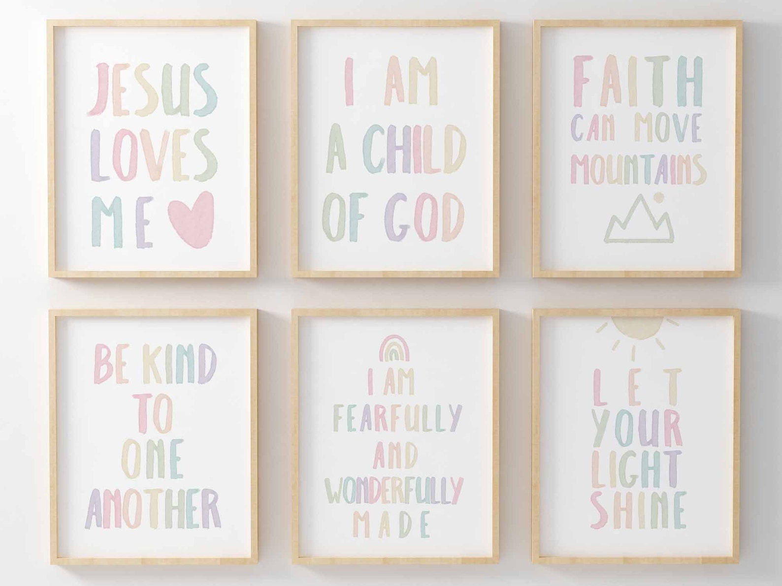 Pastel Christian Nursery Set of 6 Bible Verse Wall Art - Etsy