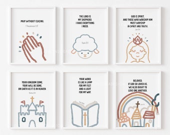 Boho Set of 4 Kids Bible Verse Prints, Love of God, PRINTABLE Wall Art ...