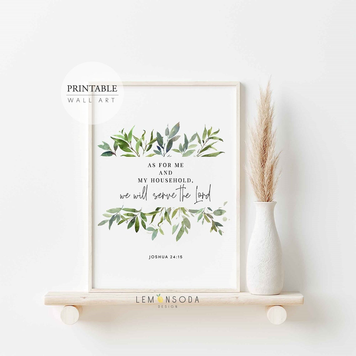 Joshua 24:15 Print Watercolor Bible Verse Wall Art PRINTABLE | Etsy