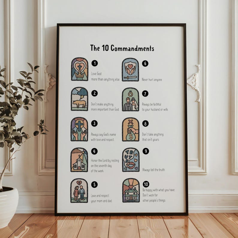 Ten Commandments Poster: Boho Christian Kids Wall Art (digital Download ...