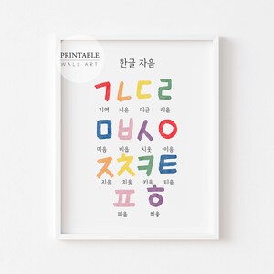 Set of 2 Colorful Korean Alphabet Poster, Hangul Alphabet Numbers Print ...