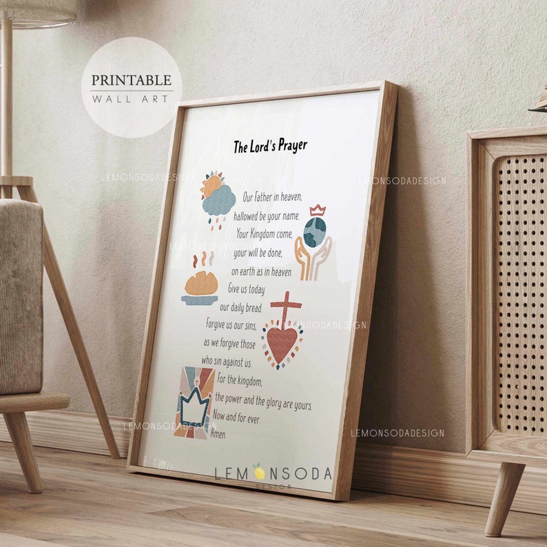 The Lord Prayer Printable Kids Sunday School Poster Church - Etsy